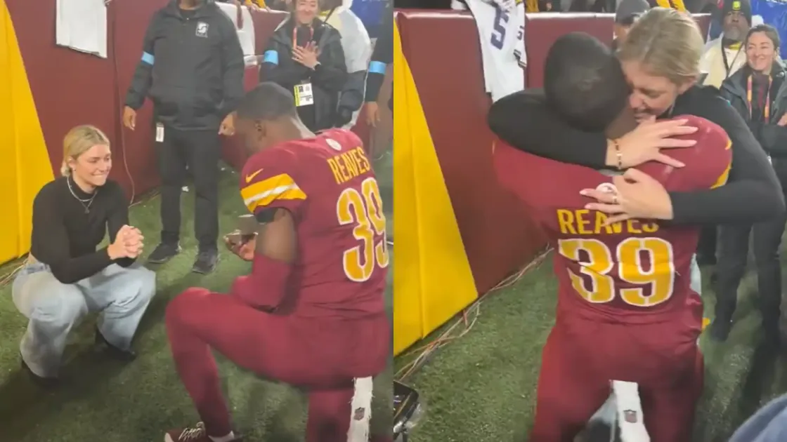 Jeremy Reaves steals spotlight with on-field proposal After Commanders ...