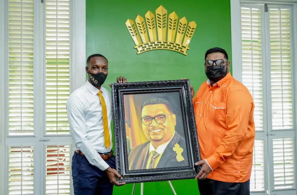President Irfan Ali gets portrait from famous Guyanese artist Compton ...