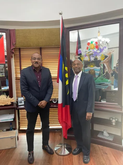 Newly elected President of CDB Dr Hyginus Leon meets PM Browne - WIC News